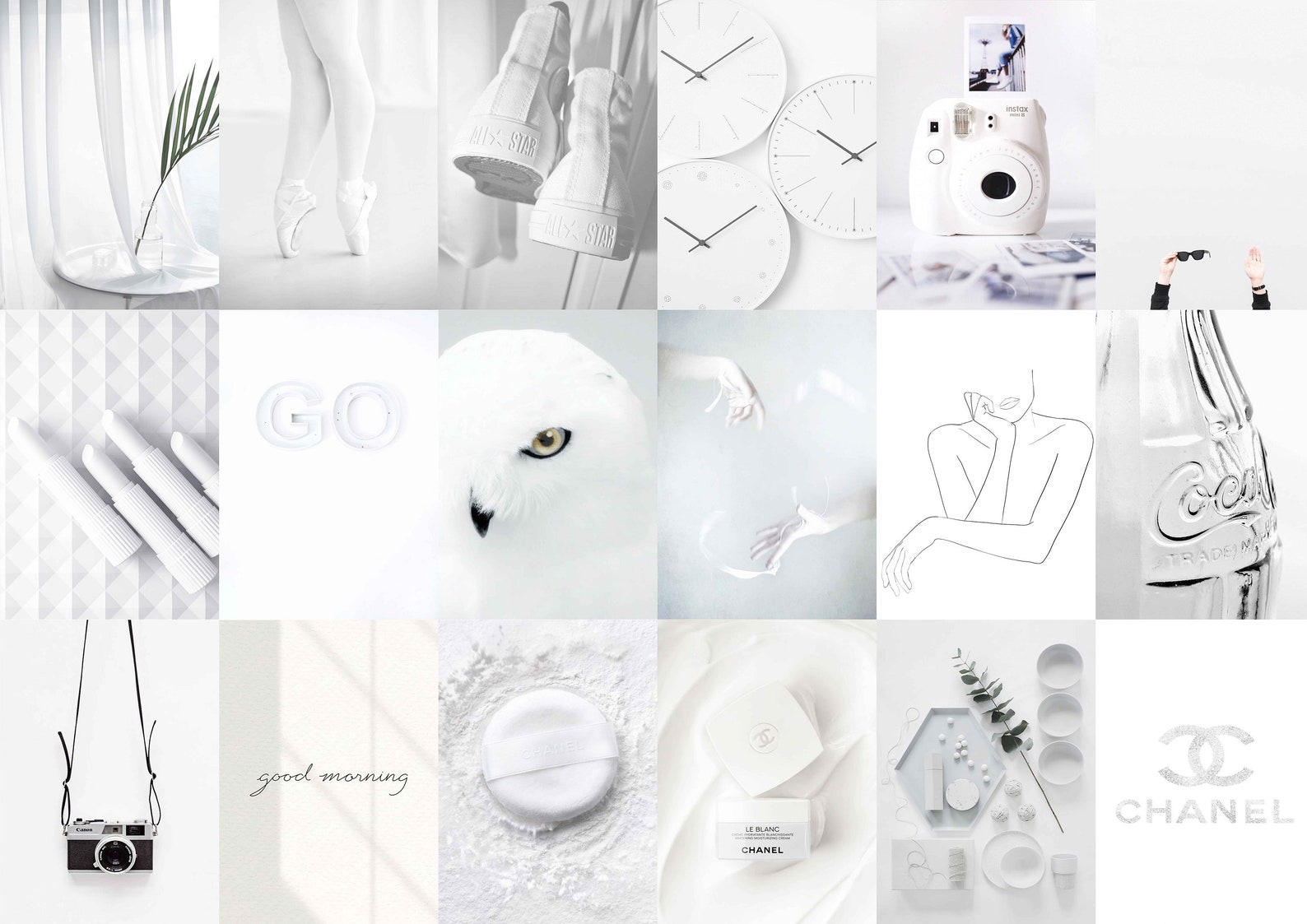 White Wall Collage Kit | Neutral White Aesthetic Photo Collage | White ...