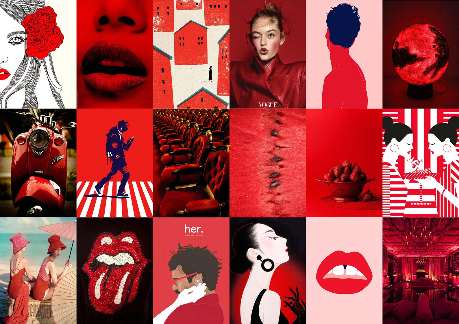 Red Wall Collage Kit | Boujee Red Aesthetic Photo Collage | Neutral Red ...