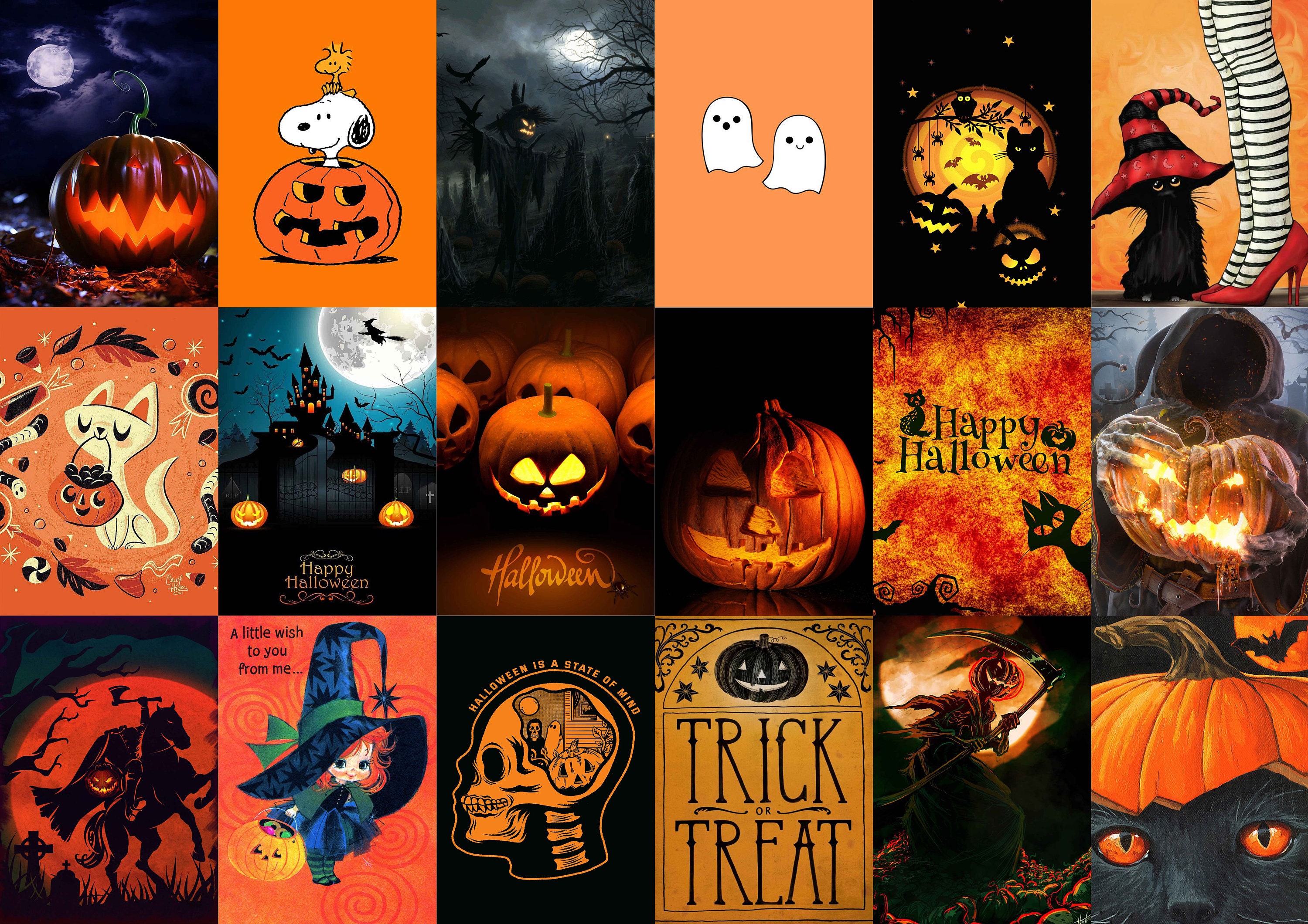 Halloween Collage Kit | Kürbis Herbst Ästhetische Fotocollage | Hexe ...