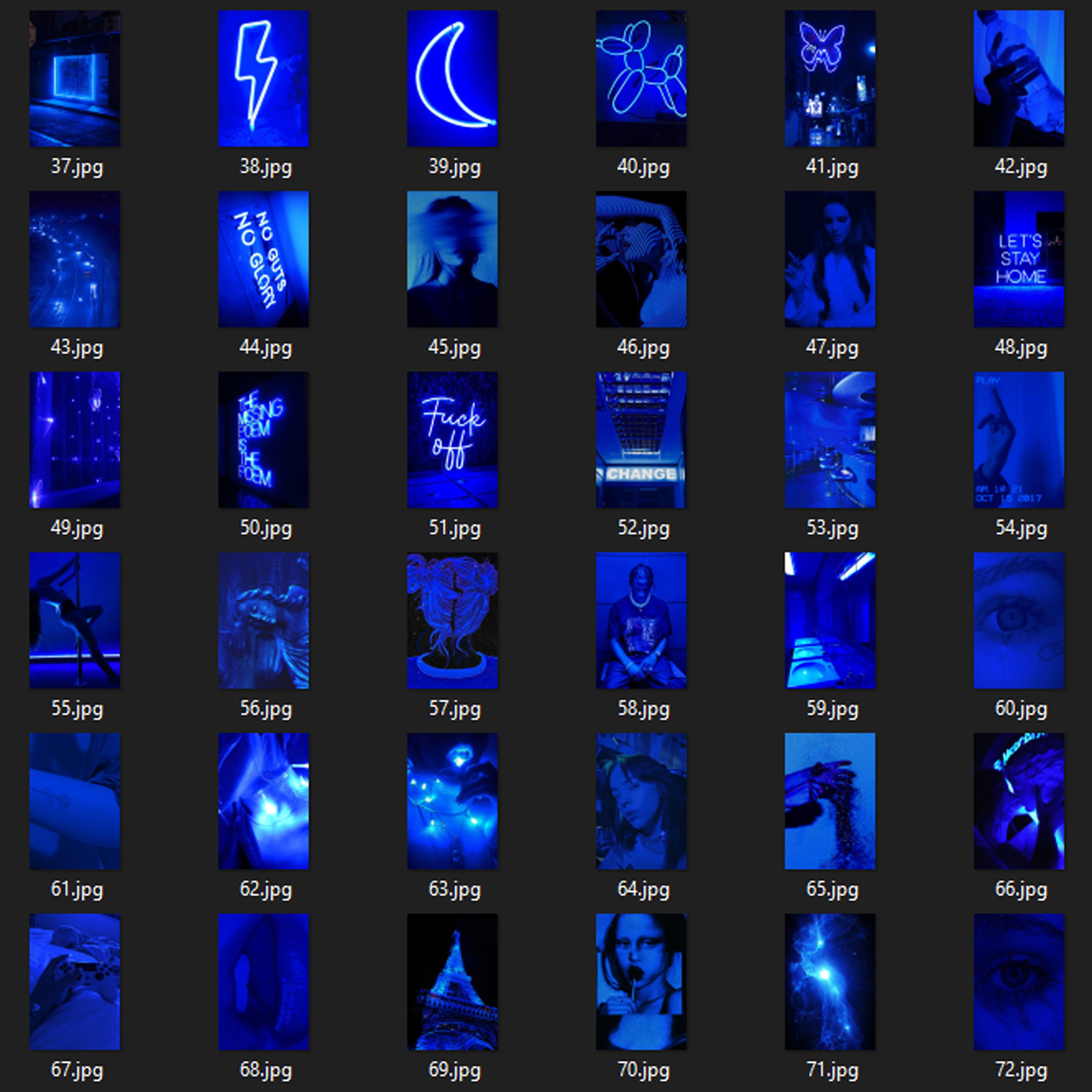 110 PCS Euphoria Blue Wall Collage Kit Blue Neon Aesthetic Photo ...