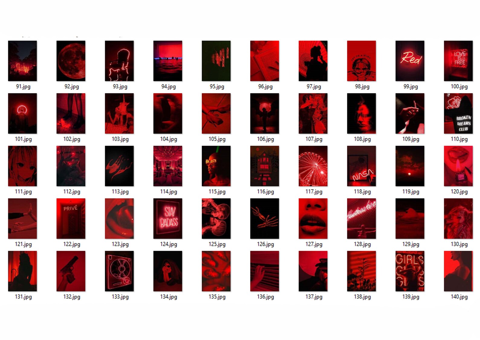 Red Aesthetic Collage Kit | Neon Room Decor (digital Download) - Etsy
