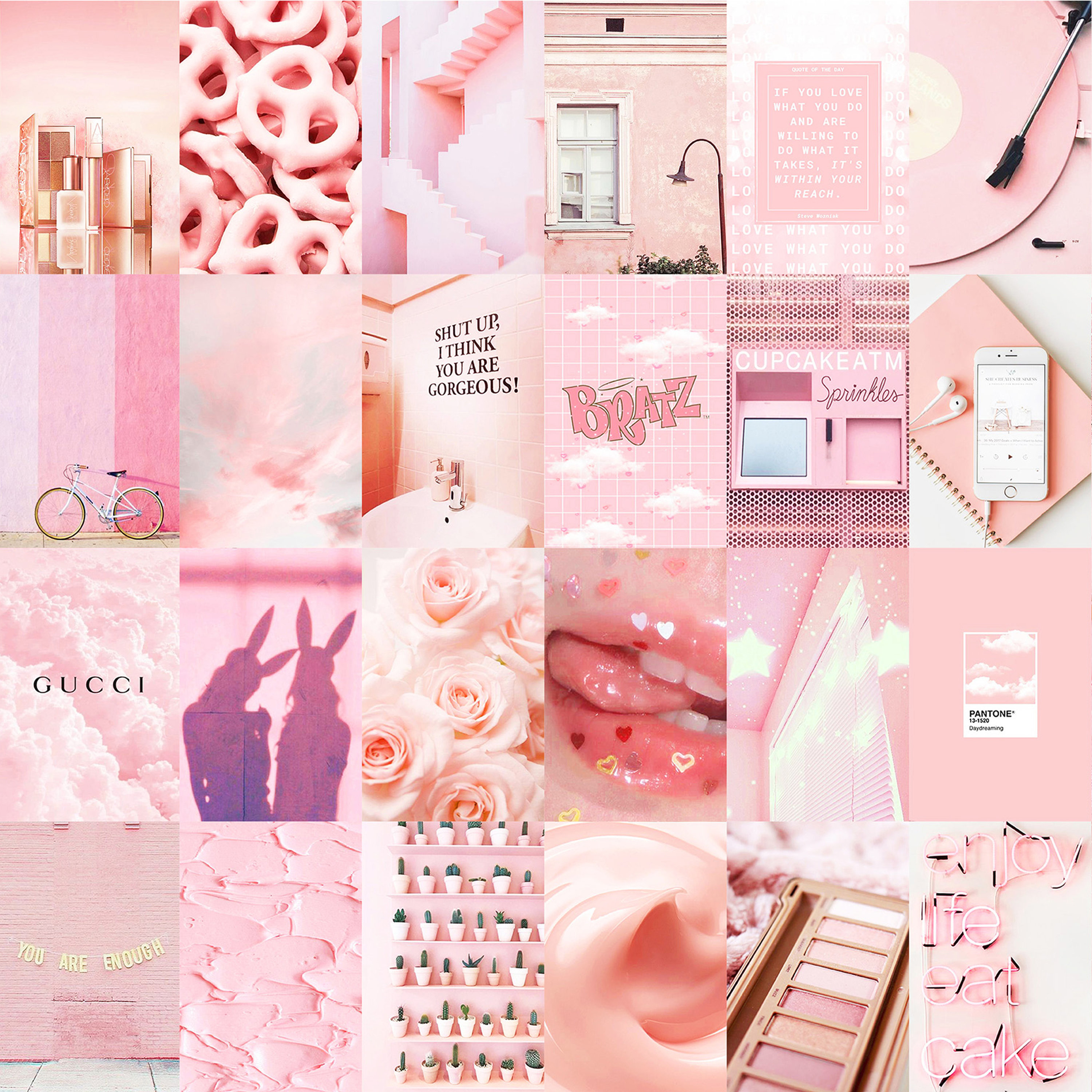 133 PCS Chic Blush Pink Wall Collage Kit | Baby Pink Aesthetic Photo ...
