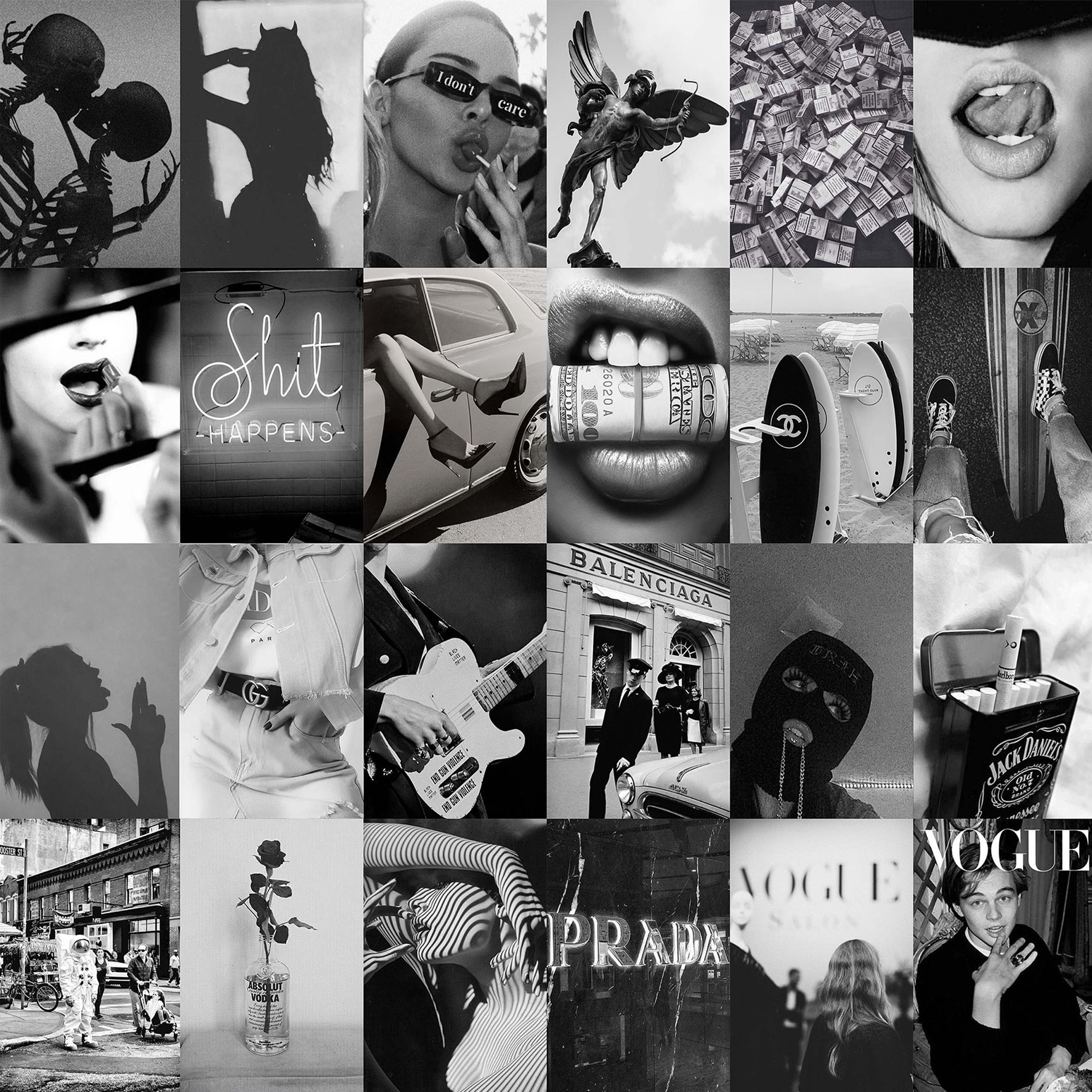 140 PCS Black & White Wall Collage Kit Grey Aesthetic Photo Collage ...