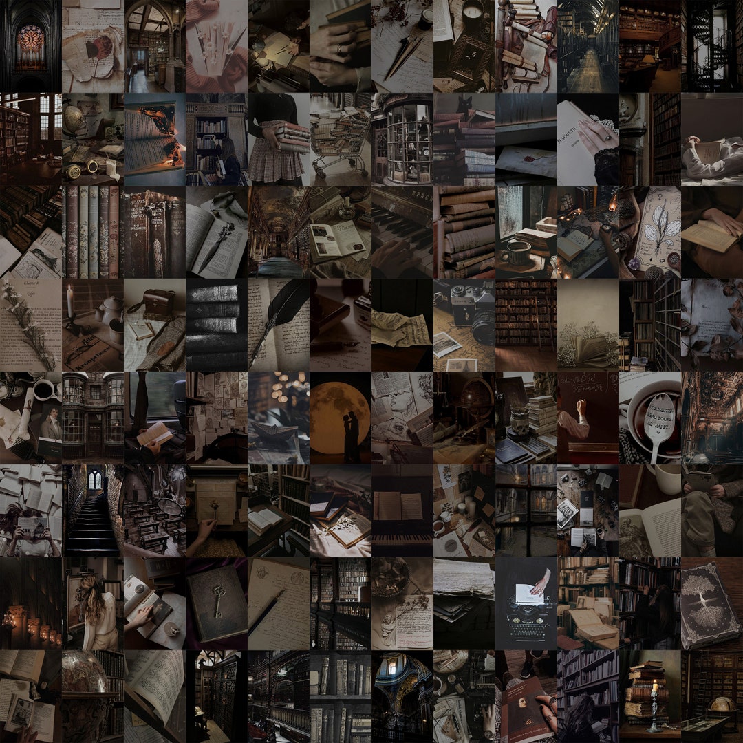 Dark Academia Wall Collage Kit | Librarycore Aesthetic Prints (digital ...