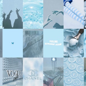 Light Blue Aesthetic Photo Collage | Baby Blue Wall Collage Kit | Ocean ...