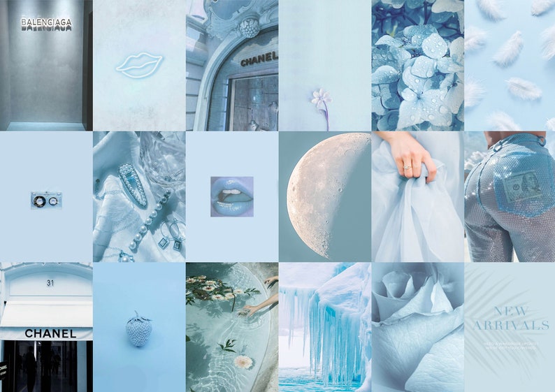 Light Blue Aesthetic Photo Collage Baby Blue Wall Collage - Etsy