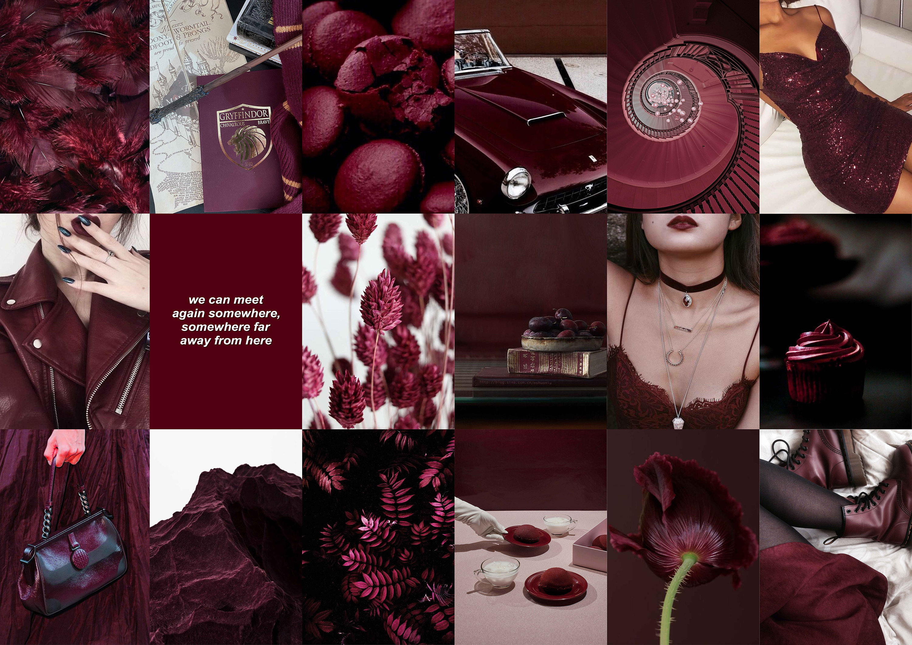 Burgundy Aesthetic Photo Collage Kit | Boujee Maroon Wall Decor ...