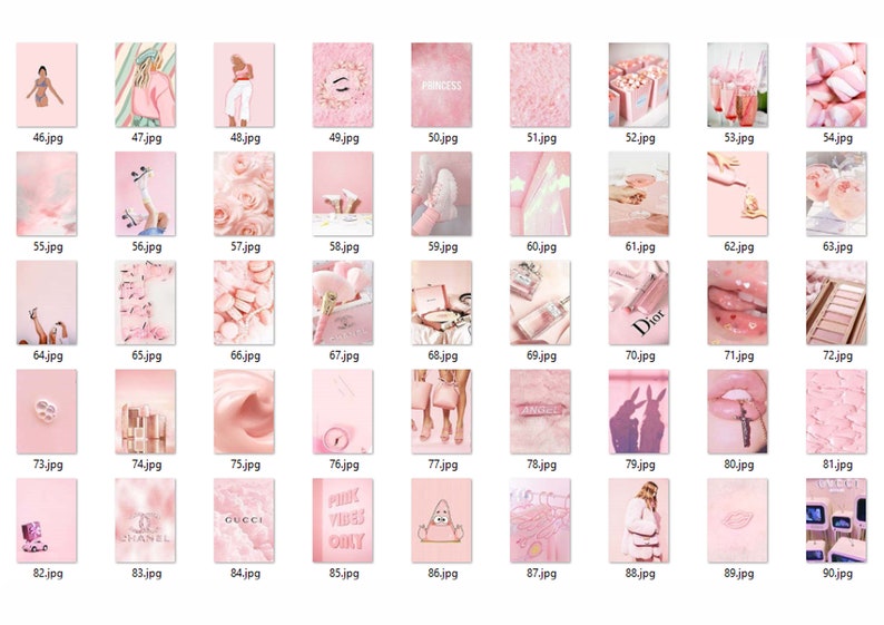 Blush Pink Wall Collage Kit Light Pink Aesthetic Photo Etsy