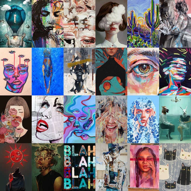 Artcore Wall Collage Kit | Retro Aesthetic Prints (digital Download) - Etsy