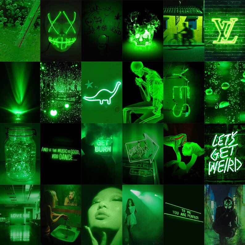 Euphoria Green Neon Photo Collage Kit | Aesthetic Room Decor (digital ...