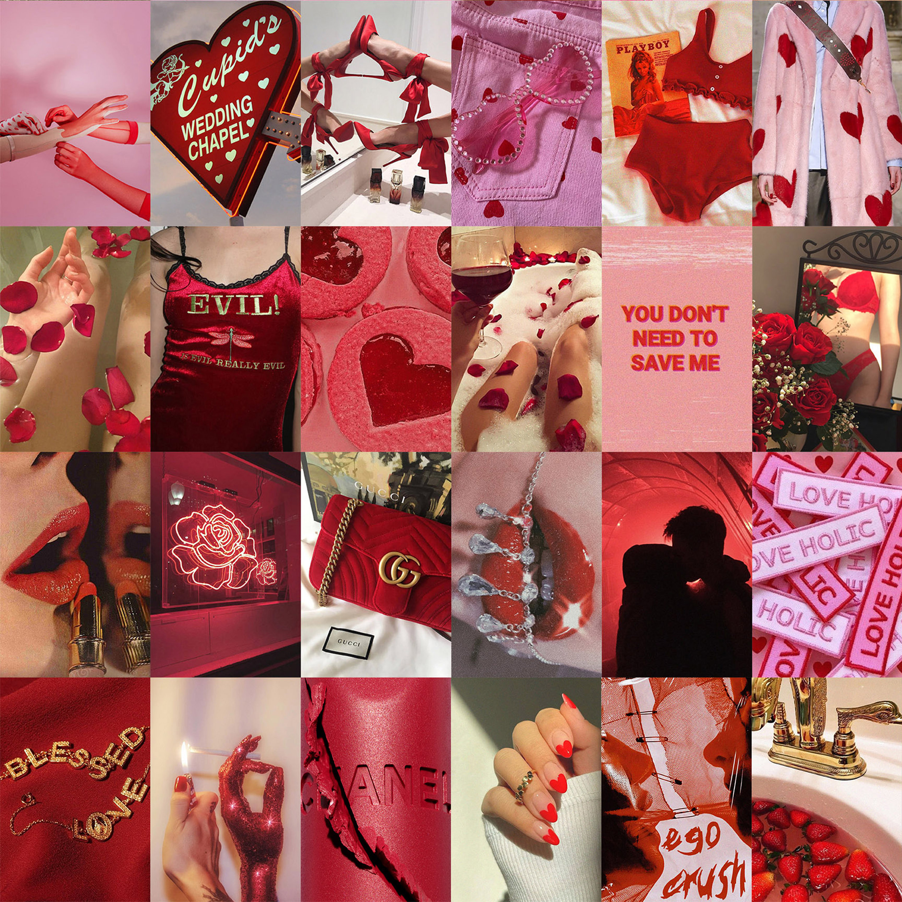 120 PCS Pink & Red Aesthetic Photo Poster Lovecore Wall Collage Kit ...