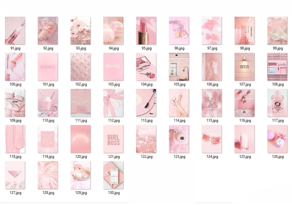 Blush Pink Wall Collage Kit Light Pink Aesthetic Photo - Etsy