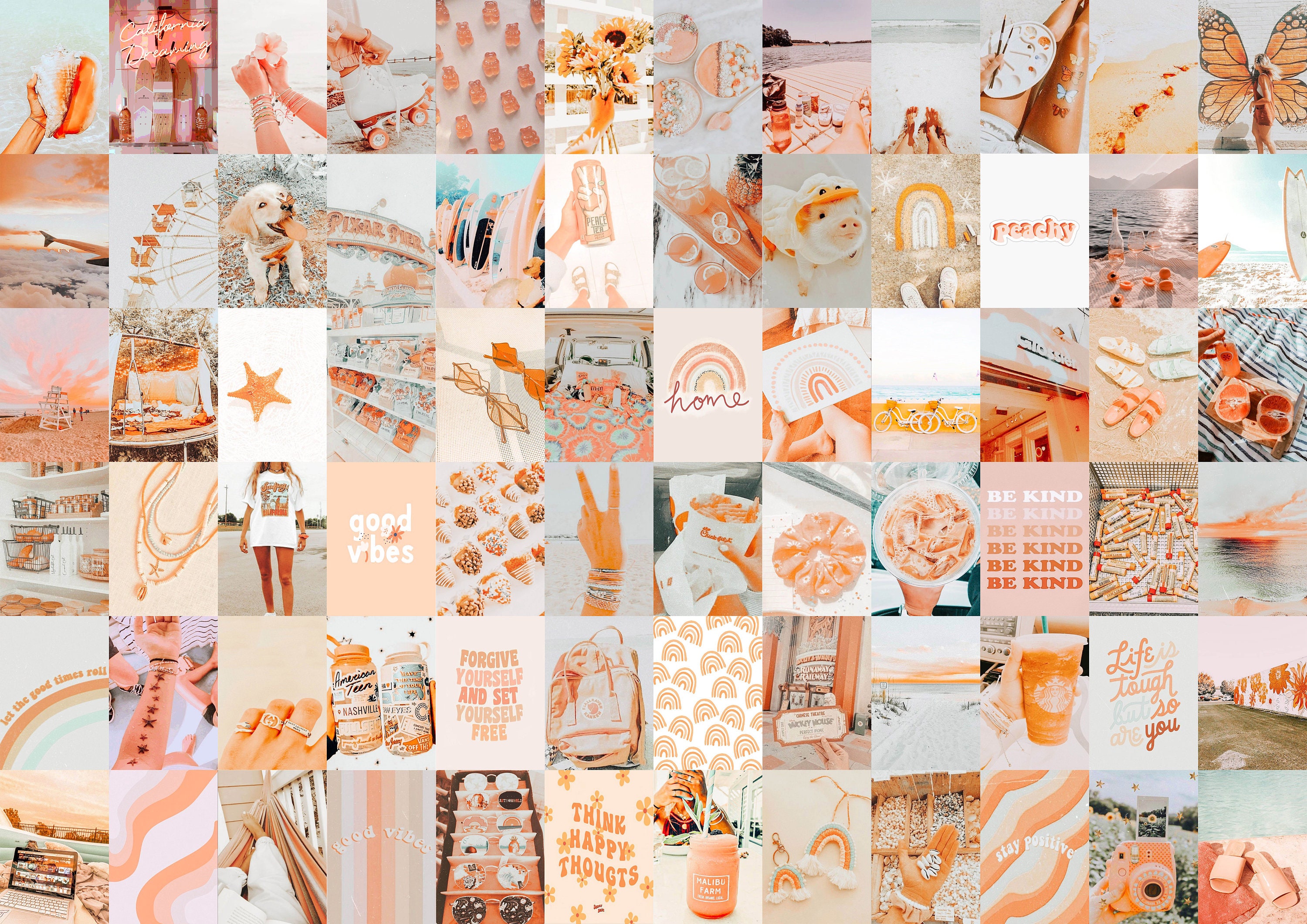 Art And Collectibles Peach Vsco Wall Collage Beach Wall Prints Peach Wall