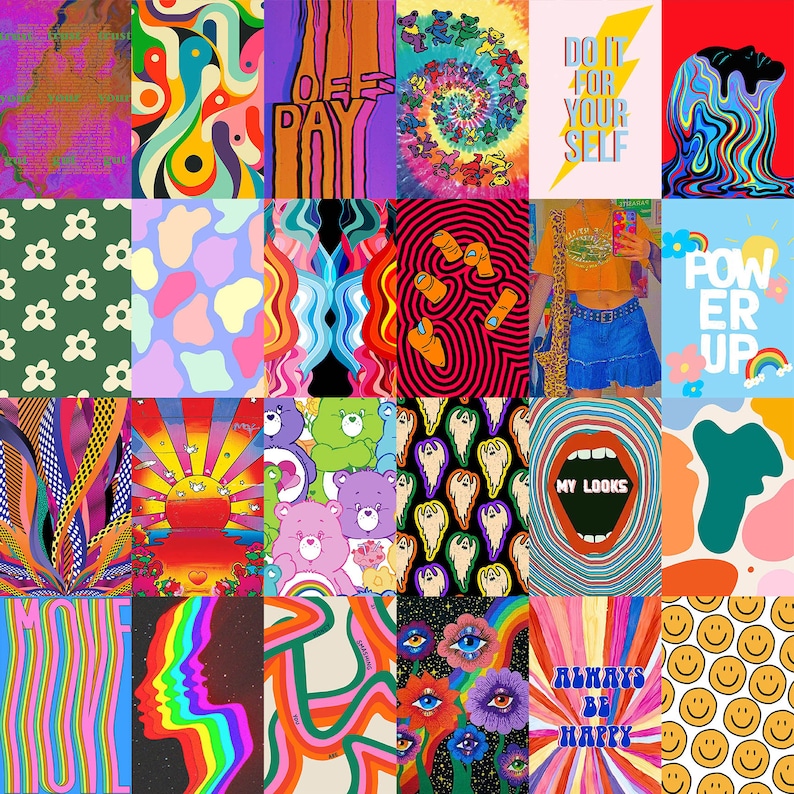 Kidcore Wall Collage Kit | Retro Indie Aesthetic Room Decor (digital ...