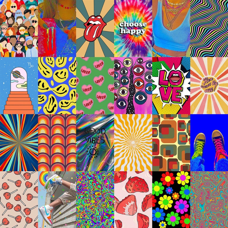 Kidcore Wall Collage Kit | Retro Indie Aesthetic Room Decor (digital ...