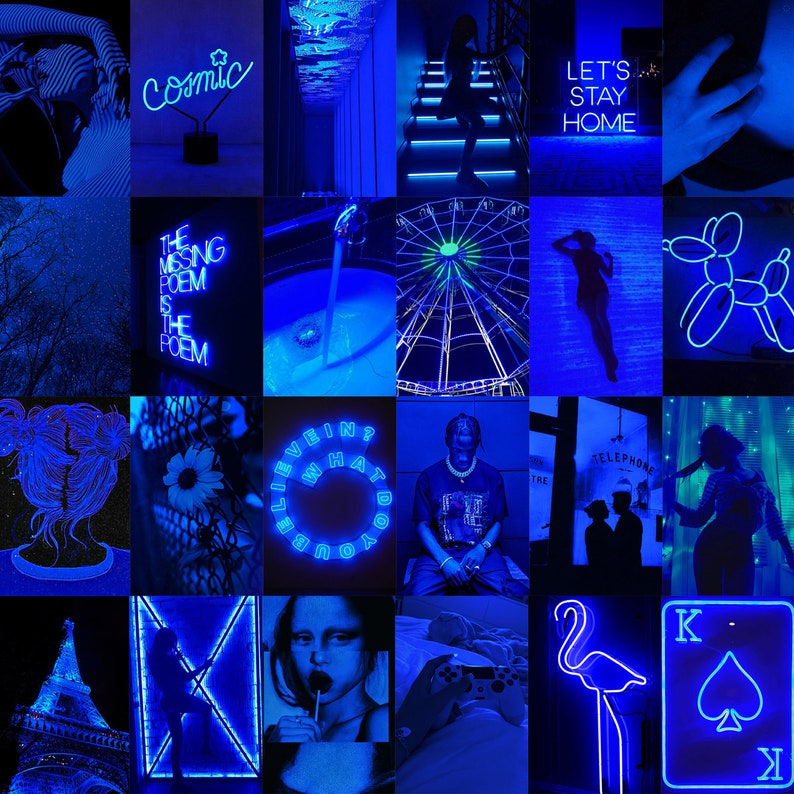 Euphoria Blue Neon Wall Collage Kit | Aesthetic Room Decor (digital ...