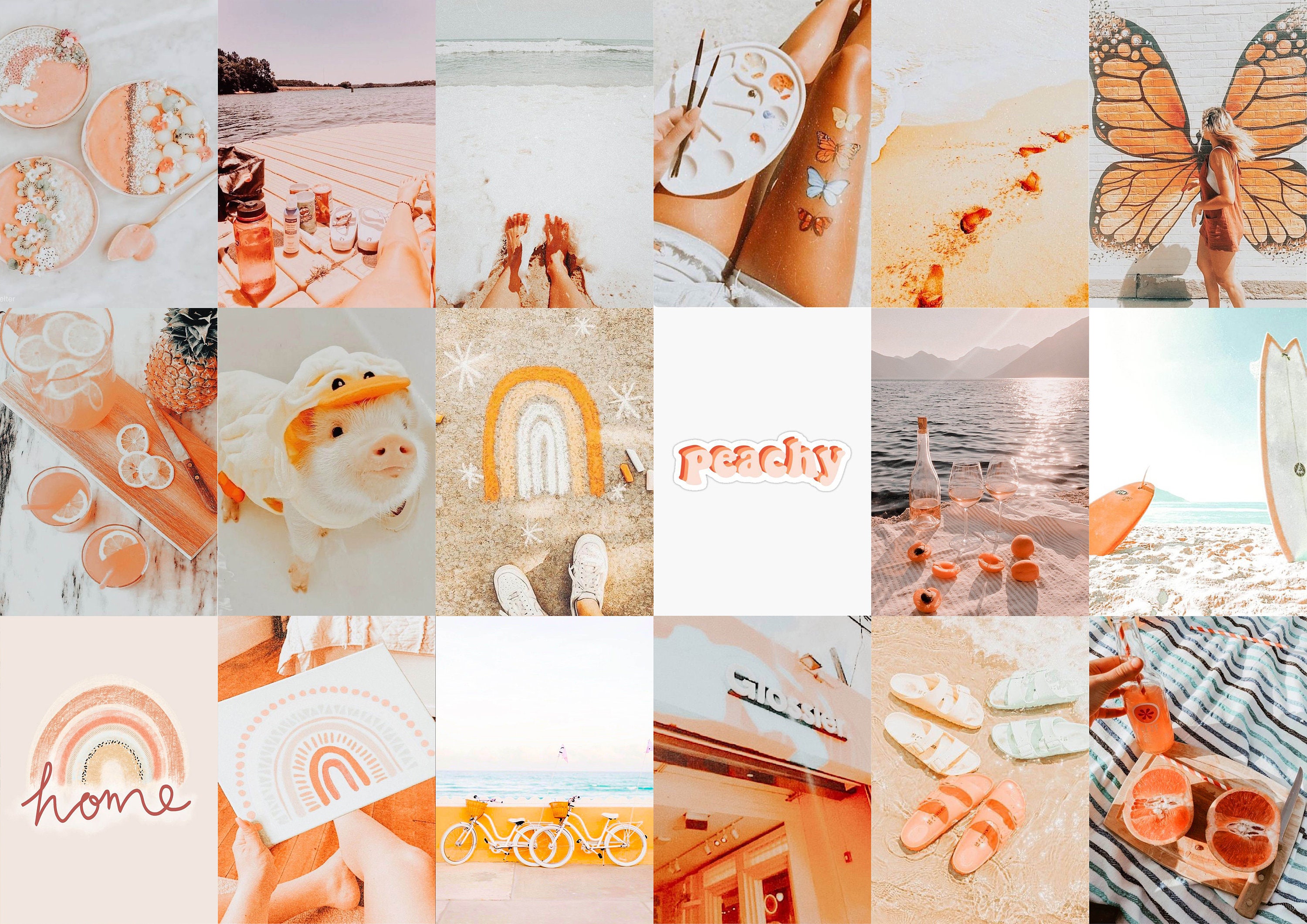 Peach Aesthetic Wall Collage Kit | Soft Orange Decor (digital Download ...