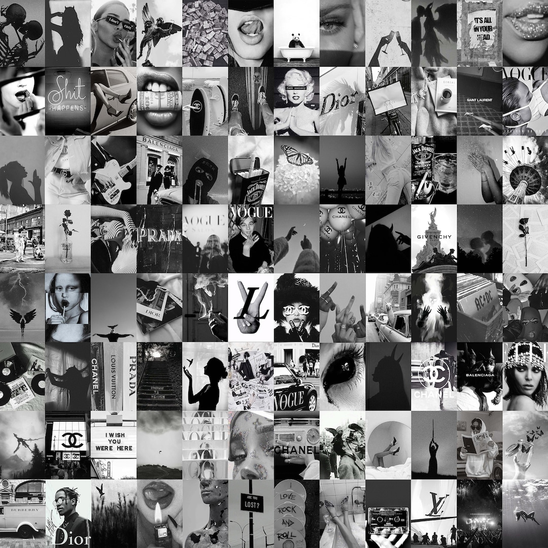 140 PCS Black & White Wall Collage Kit | Grey Aesthetic Photo Collage ...