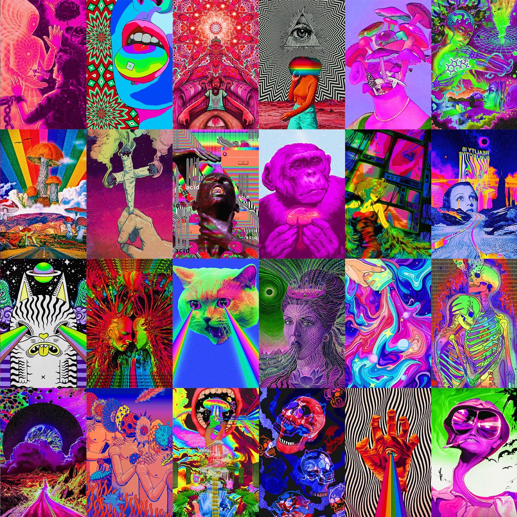 100 PCS Psychedelic Trippy Wall Collage Kit | Aesthetic Teen Trippy ...
