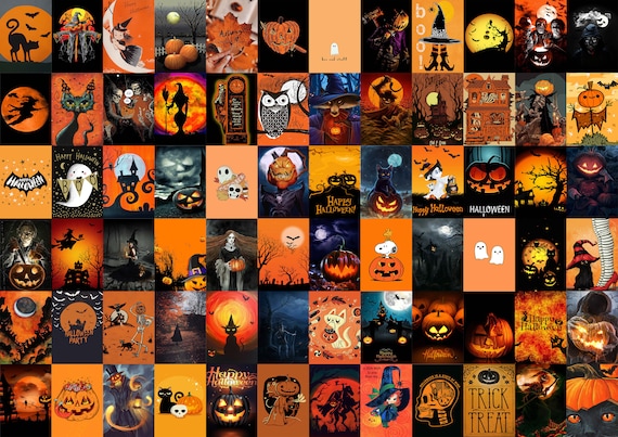 Halloween Collage Kit Pumpkin Autumn Aesthetic Photo Collage | Etsy