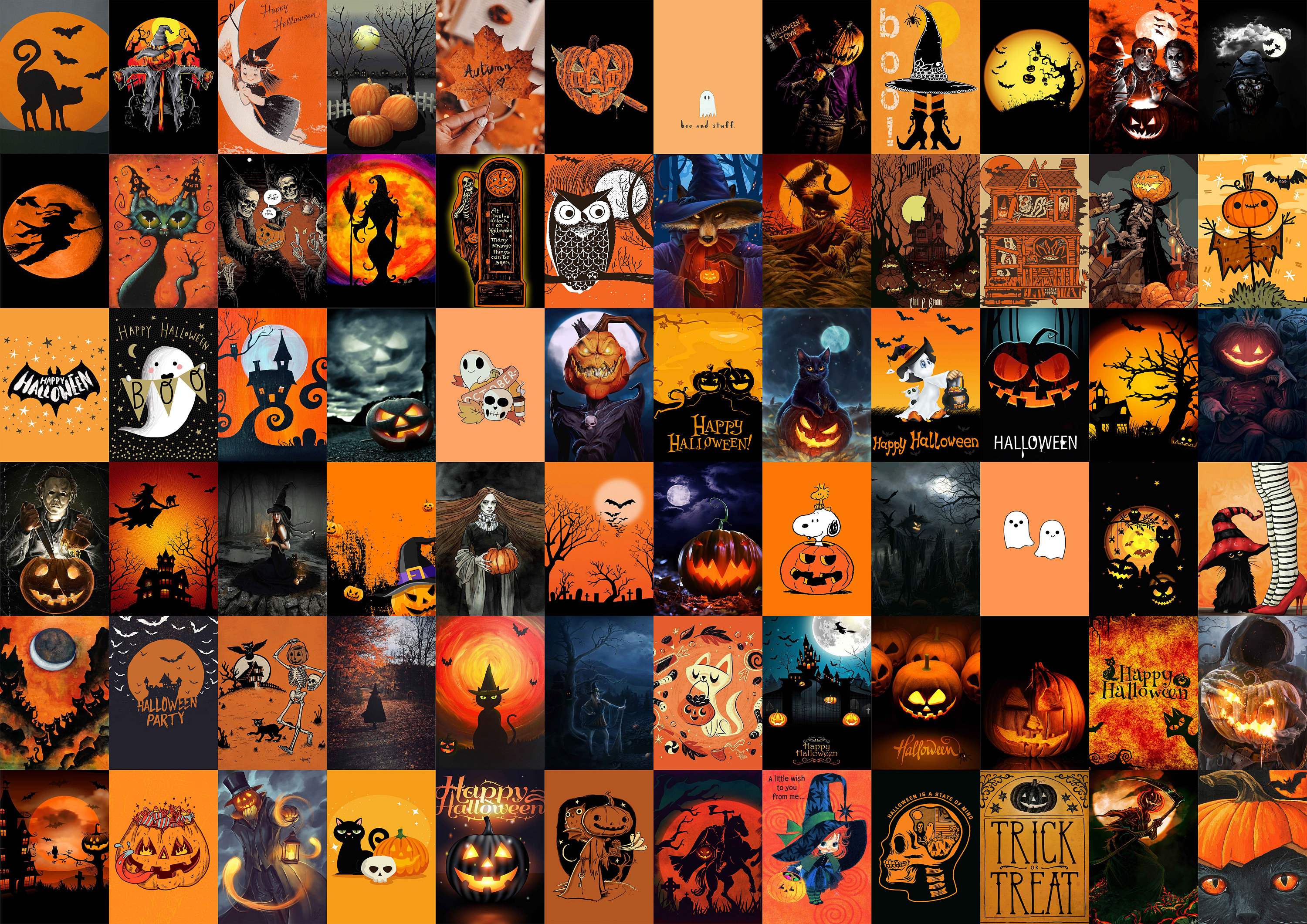 Halloween Collage Kit | Pumpkin Autumn Aesthetic Photo Collage | Witch ...