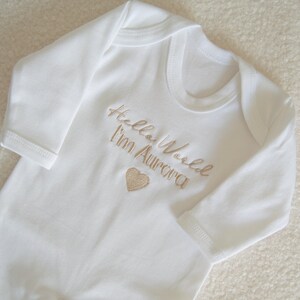 Personalised Hello World Baby Grow Embroidered Newborn Baby Gifts ...