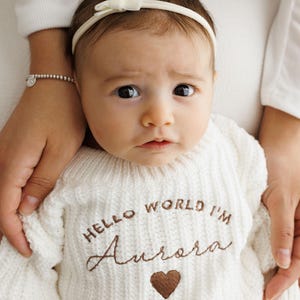 Personalised Hello World Baby Outfit Embroidered Newborn Baby Gifts ...