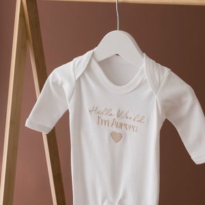 Personalised Hello World Baby Grow Embroidered Newborn Baby Gifts ...