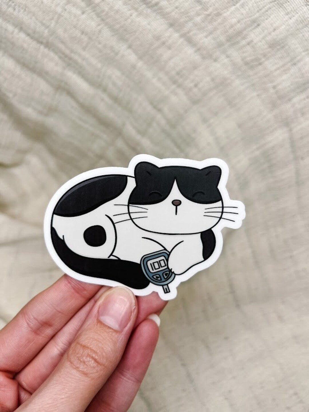 T1D Glucometer Black & White Cat Sticker , Diabetes, Type 1, T1D, Type ...