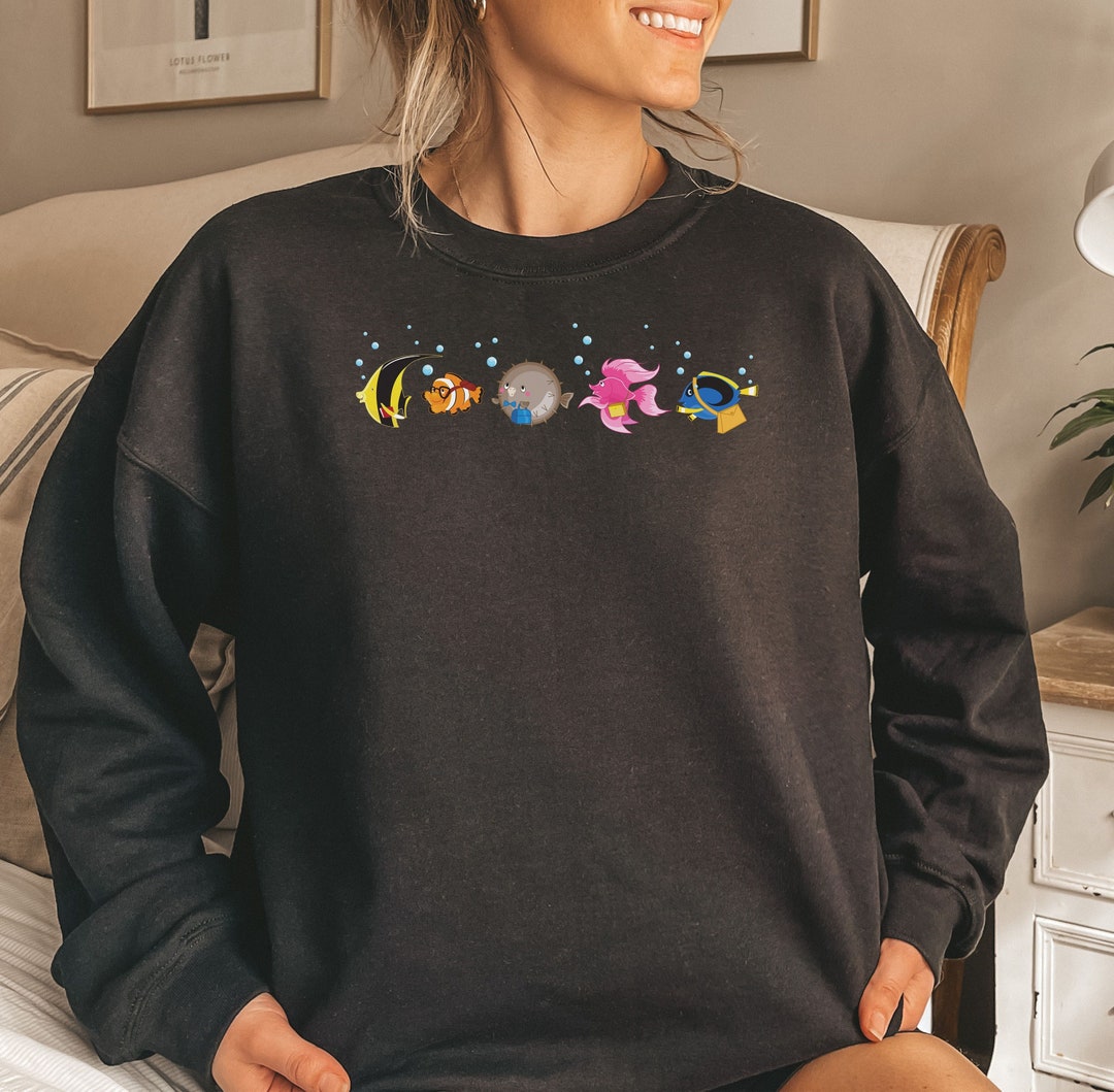 Undersea Animal Sweater, Watercolor School of Fish Line Sweatshirt ...
