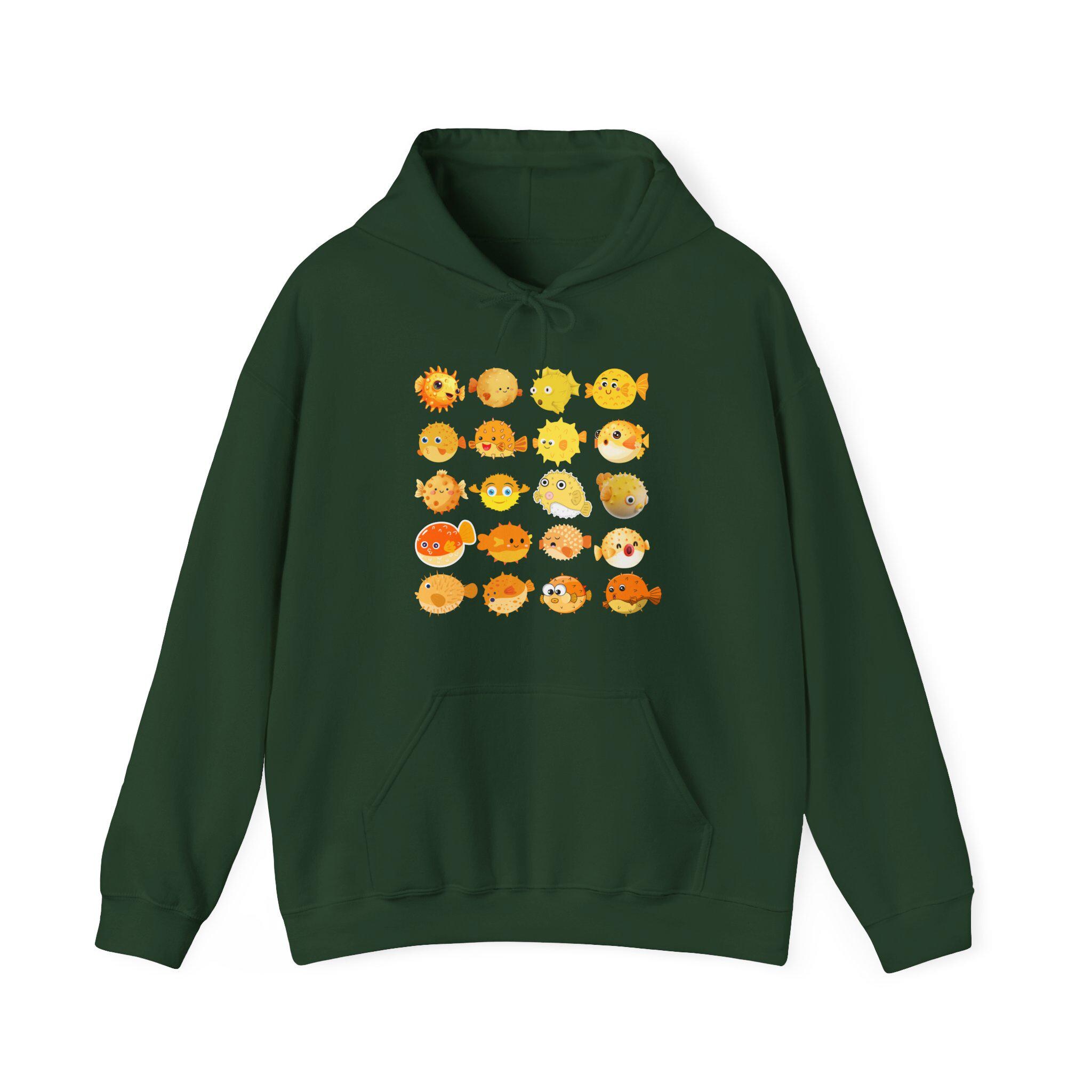 Puffer Fish Hoodie, Cute Animal Sweater, Funny Marine Life Pullover ...