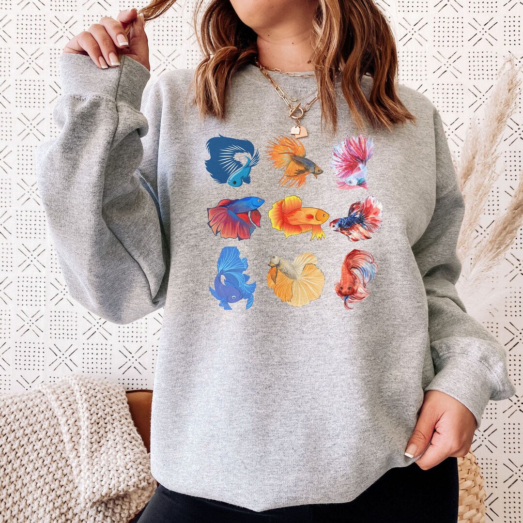 Watercolor Betta Fish Sweatshirt, Betta Fish Sweater, Siamese Fighting ...