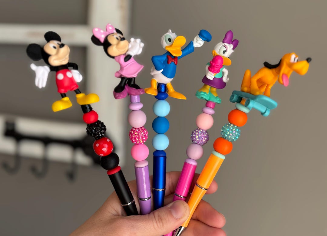 Beaded and Blinged Disney Character Pens, Mickey Mouse, Minnie Mouse ...