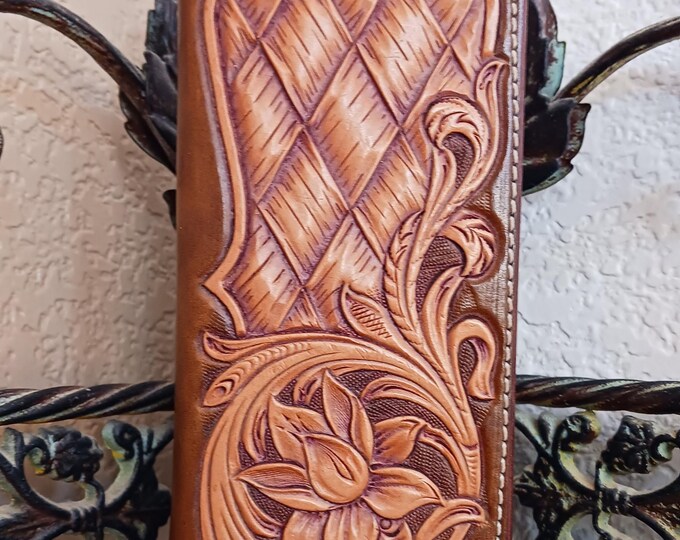 Roper Wallet, Cowboy Wallet, Custom Leather Tooled Wallet, Gift, Unique ...
