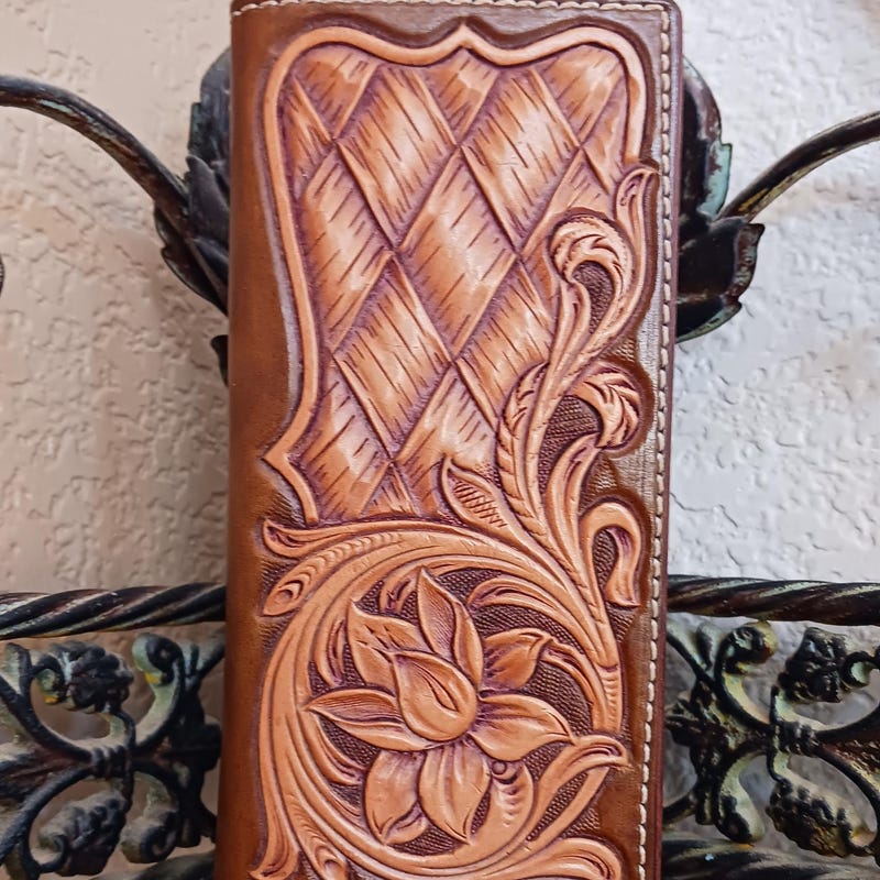 Leather Tooled Wallet - Etsy