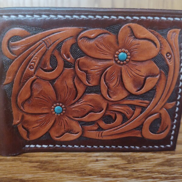 Leather Tooled Wallet - Etsy