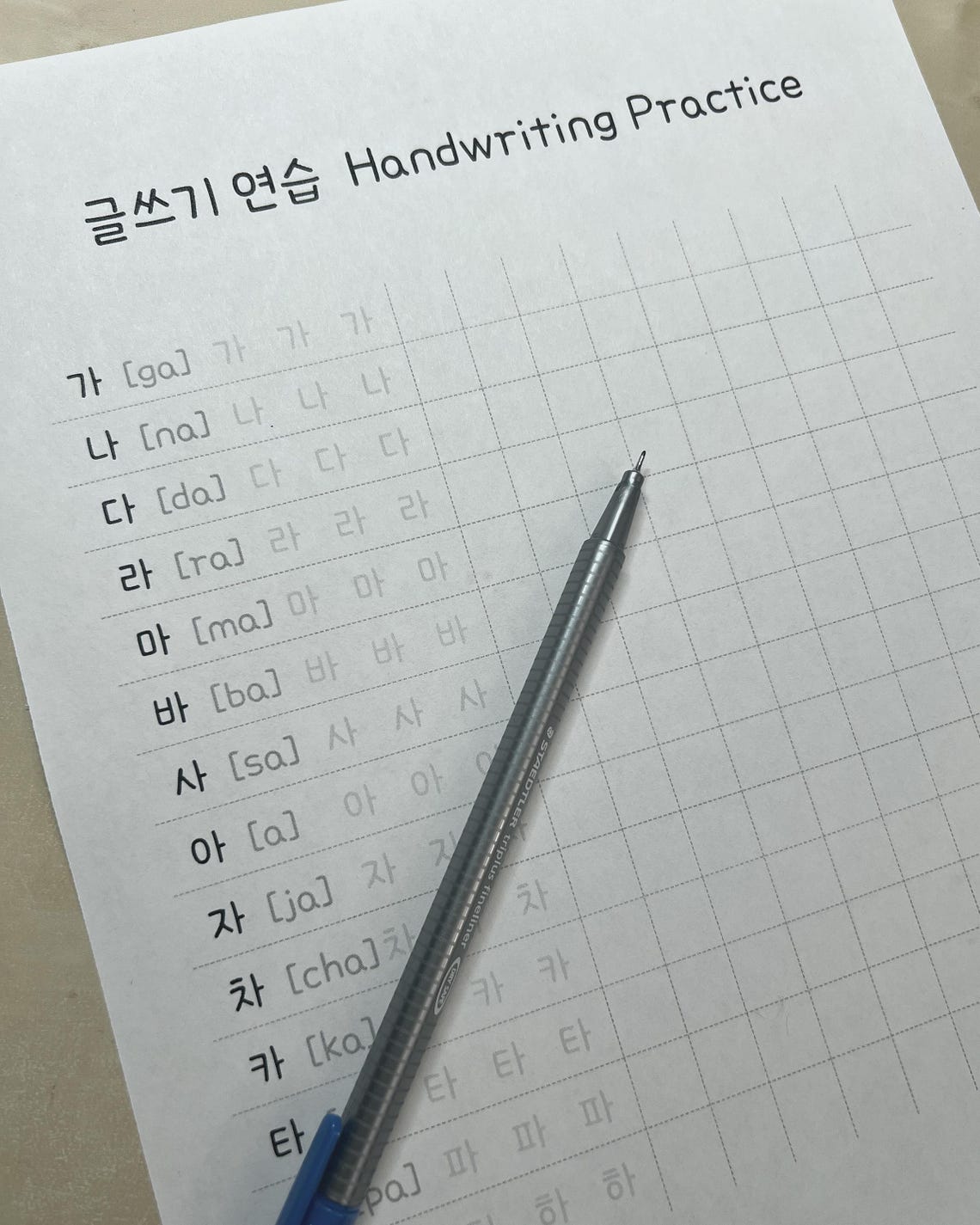 Korean Alphabet, Hangeul : Handwriting Practice Sheets - Etsy