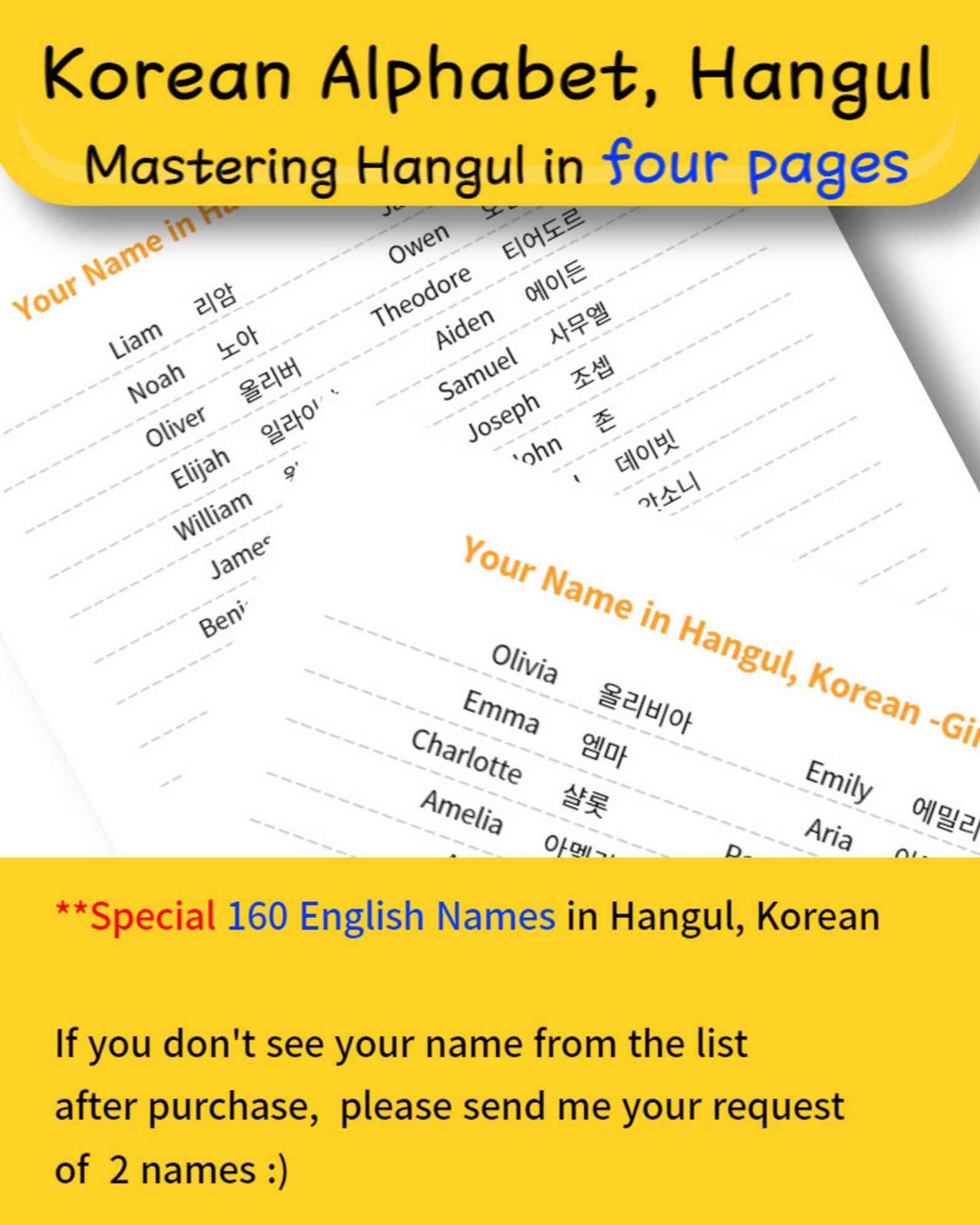 Korean Alphabet / Hangeul / Korean Study / Mastering Hangeul in 5 Pages ...