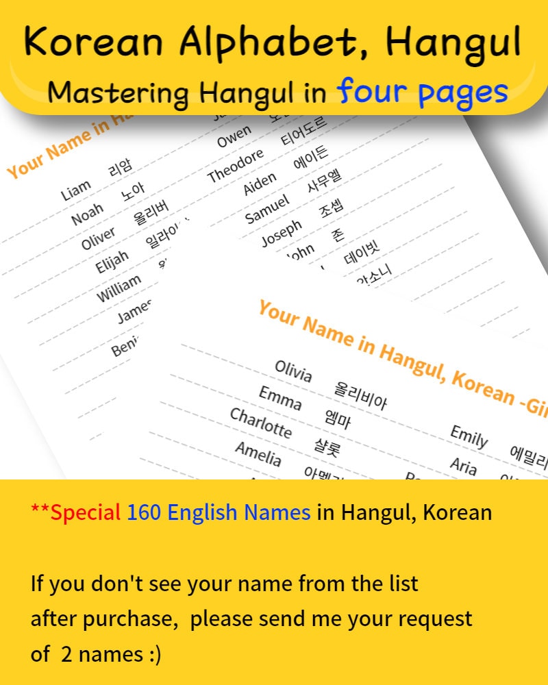 Korean Alphabet / Hangeul / Korean Study / Mastering Hangeul in 5 Pages ...
