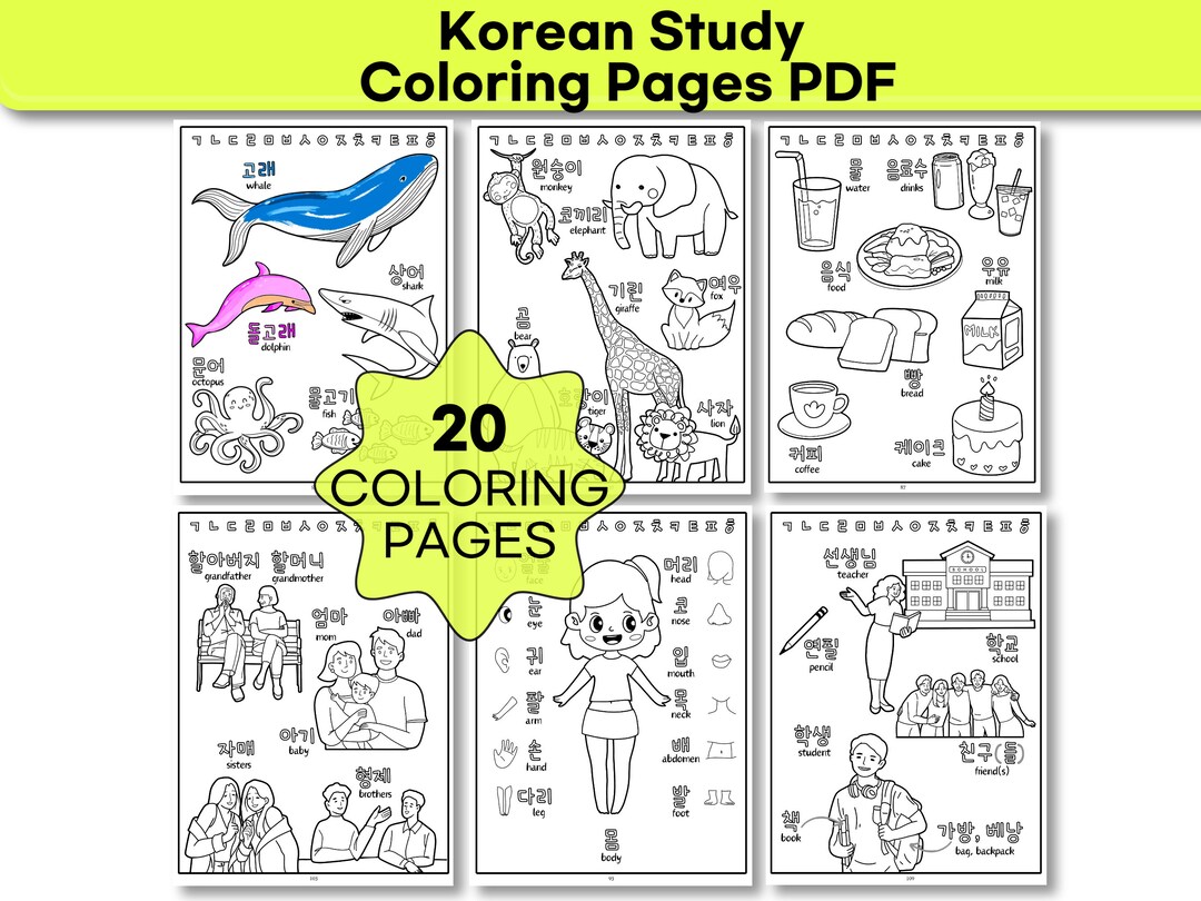 Korean Study Coloring Pages + How to Read Korean - Etsy