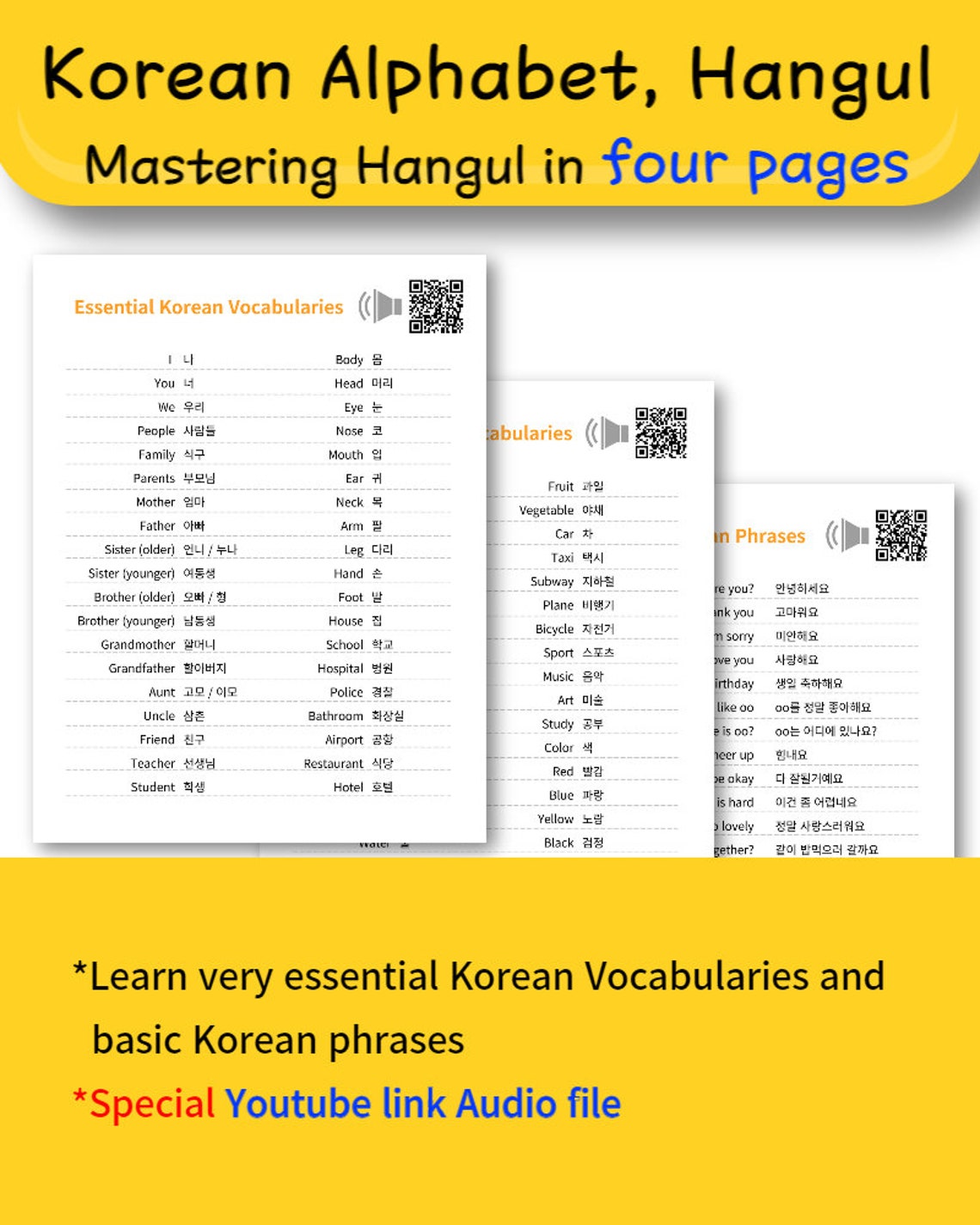 Korean Alphabet / Hangeul / Korean Study / Mastering Hangeul in 5 Pages ...