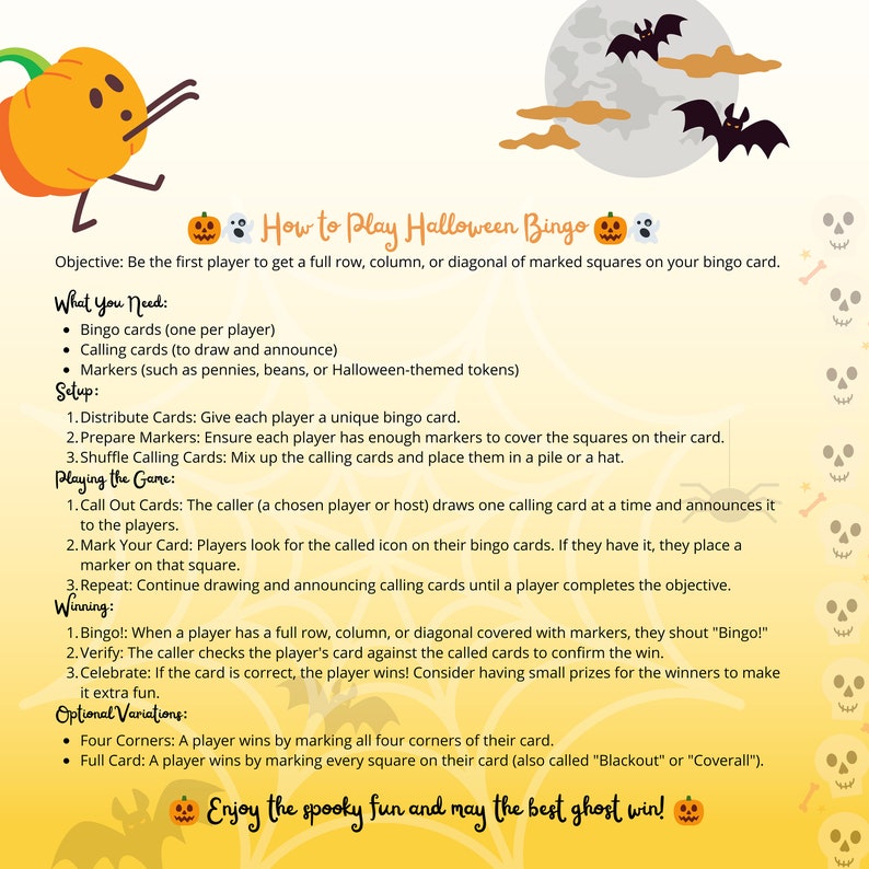 Spooky Halloween Bingo Game: Printable Family Fun (digital Download) - Etsy