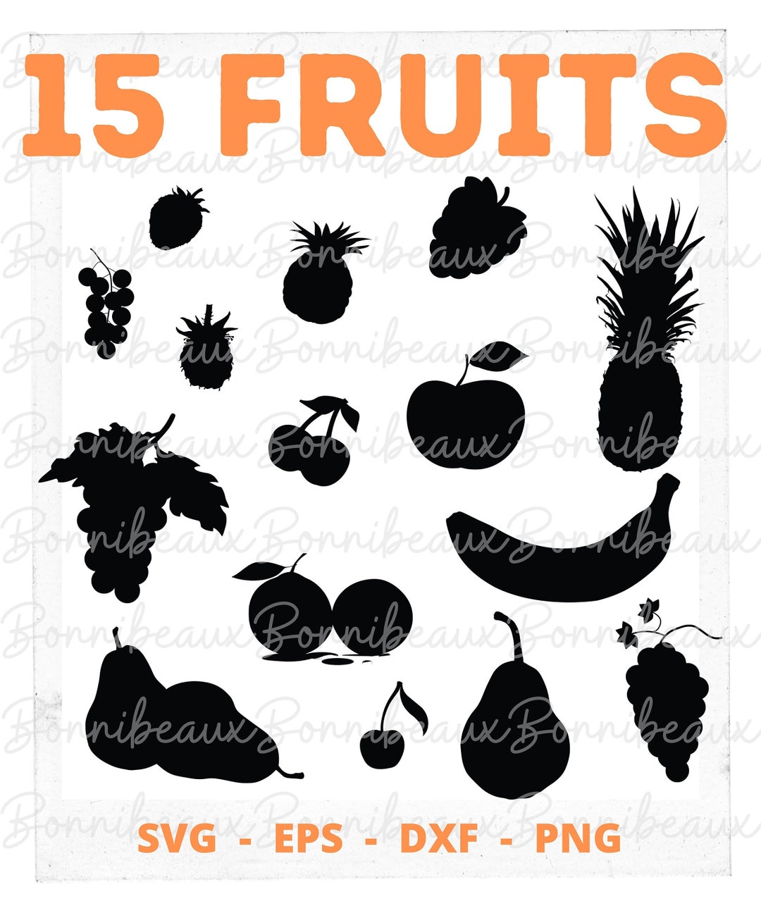 Bundle Fruits, SVG, PNG, Dxf, EPS, Instant Download, Digital Download ...