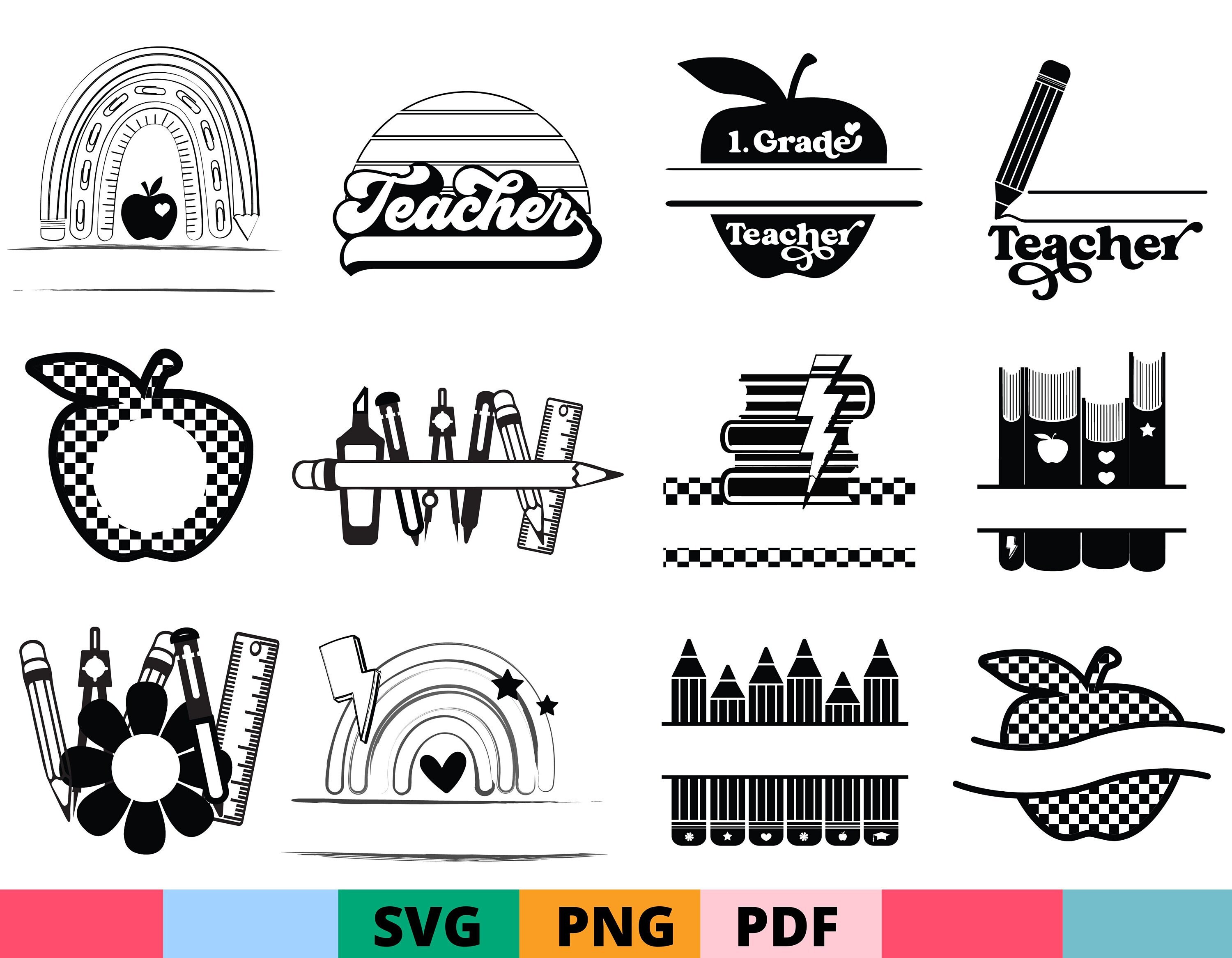 Teacher Monogram Svg Back to School Svg Educator Png - Etsy