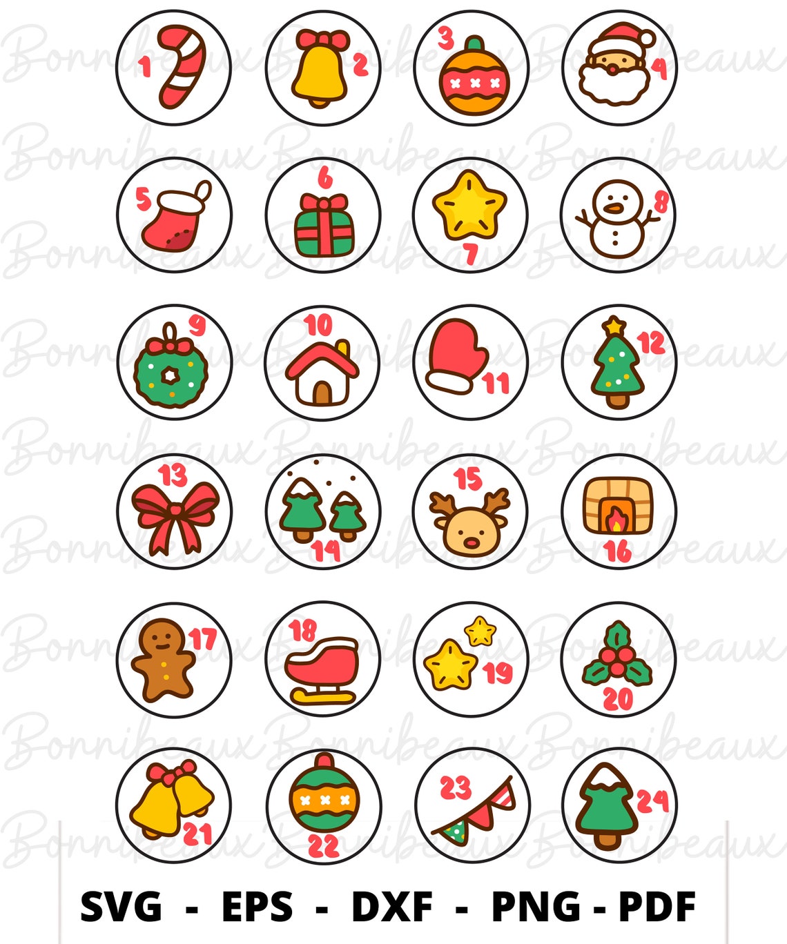 Printable Advent Calendar Svg Png Dxf Eps Instant Download
