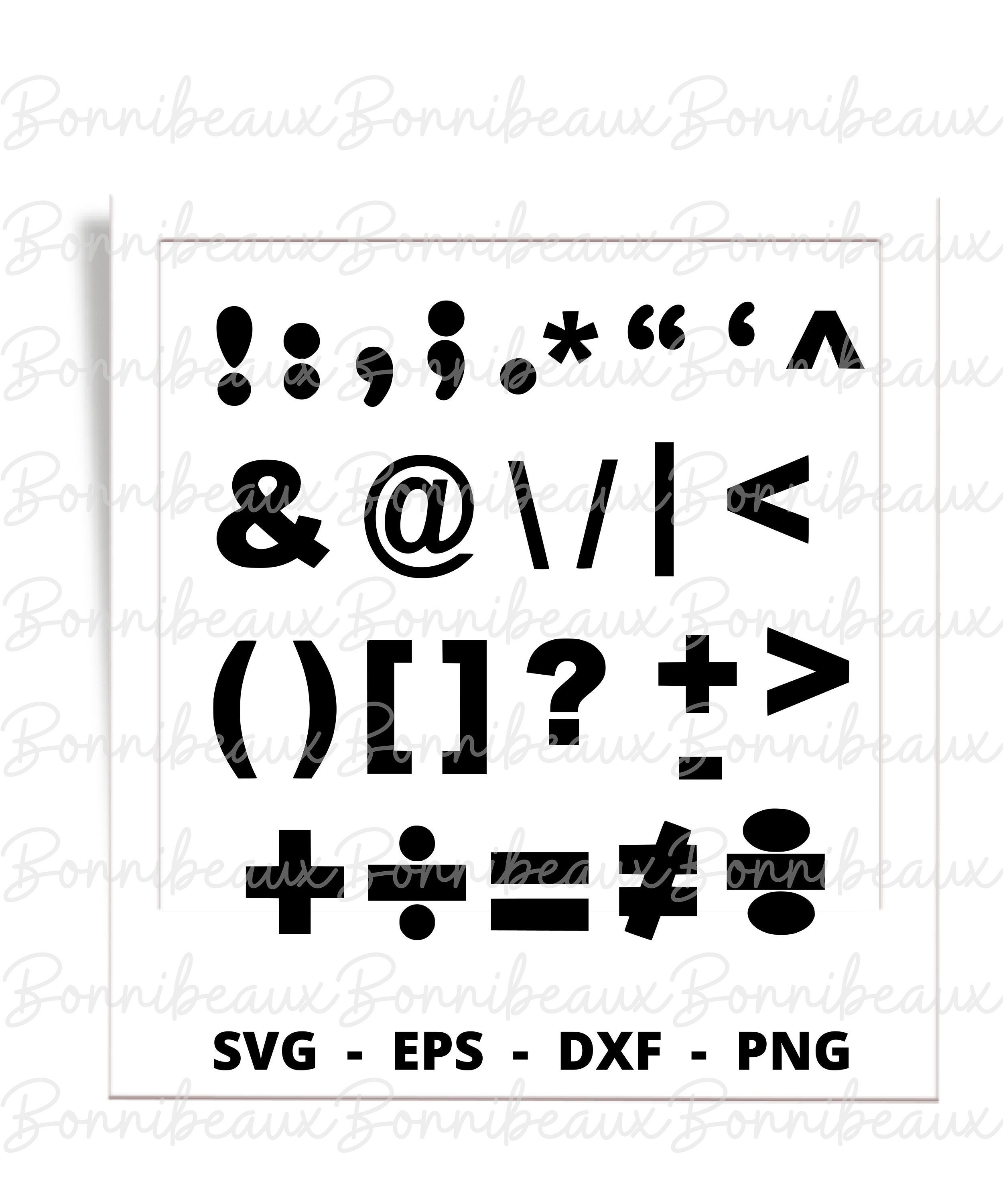 Bundle Punctuation Marks, Symbols Set, SVG, PNG, Dxf, EPS, Instant ...