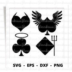 Cards, Angels Demons, SVG, PNG Dxf, EPS, Instant Download, Digital ...