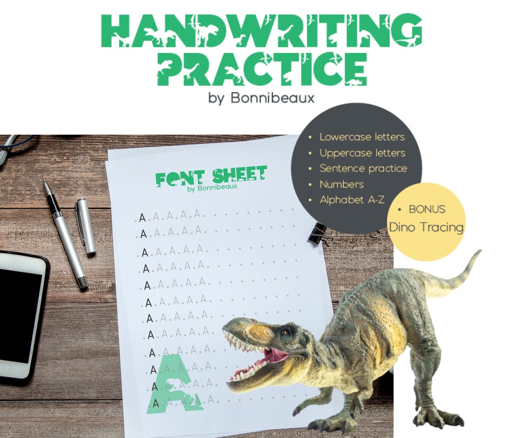 Printable Handwriting Practice, Dinosaur Clipart, Bundle to Improve ...