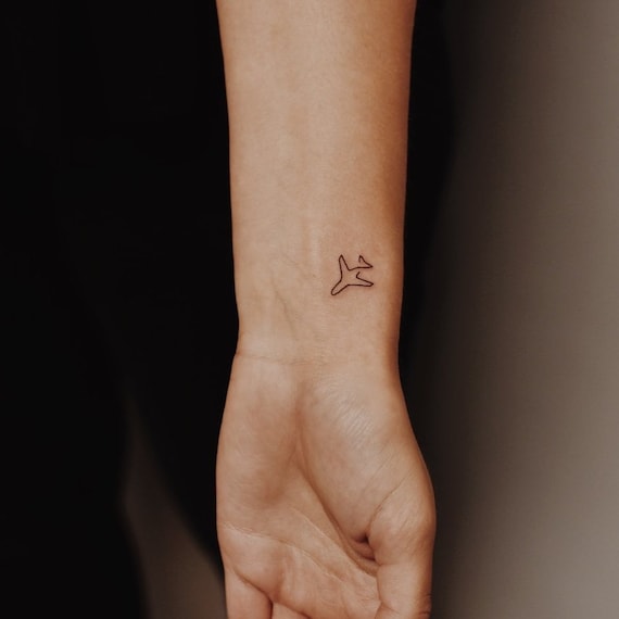 Simple Airplane Tattoo Paper Plane (set Of 2) Temporary Tattoo