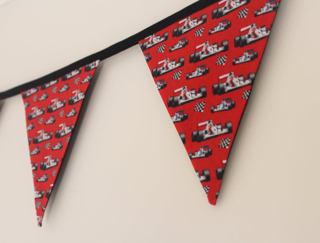 Handmade Racing Car Bunting: Boy's Room Decor, Car Theme Party. - Etsy
